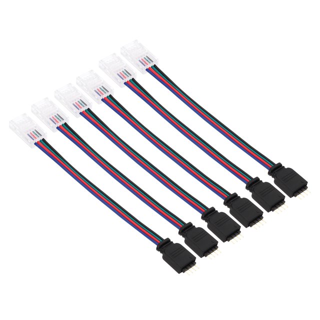 4Pin RGB LED Strip Connectors, 6Pcs 8mm Wide Extension Snap to 4P ...