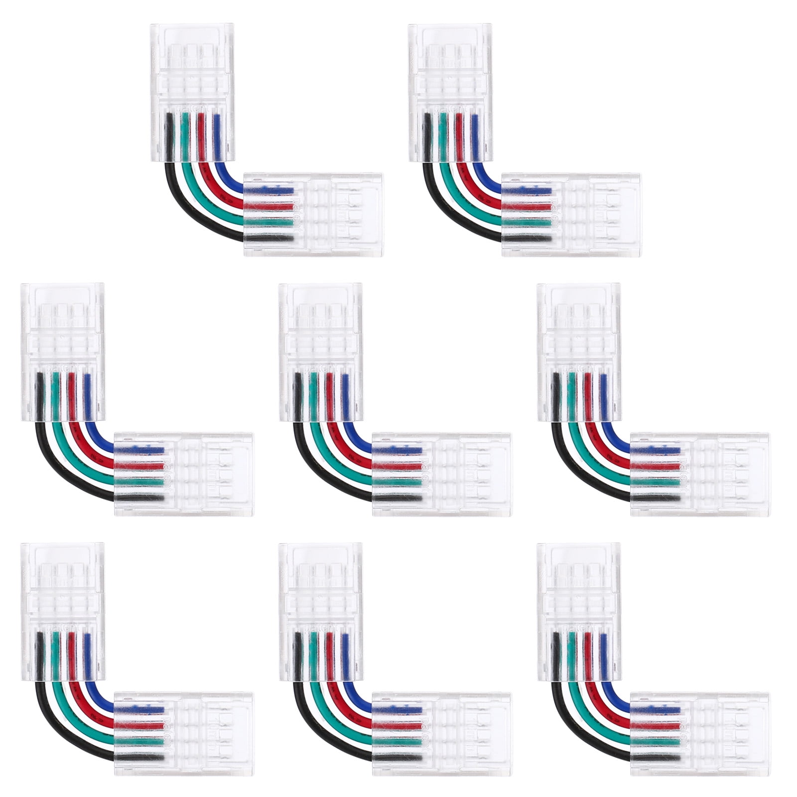 4Pin RGB LED Strip Connectors, 8Pcs 10mm Wide Extension L type with ...