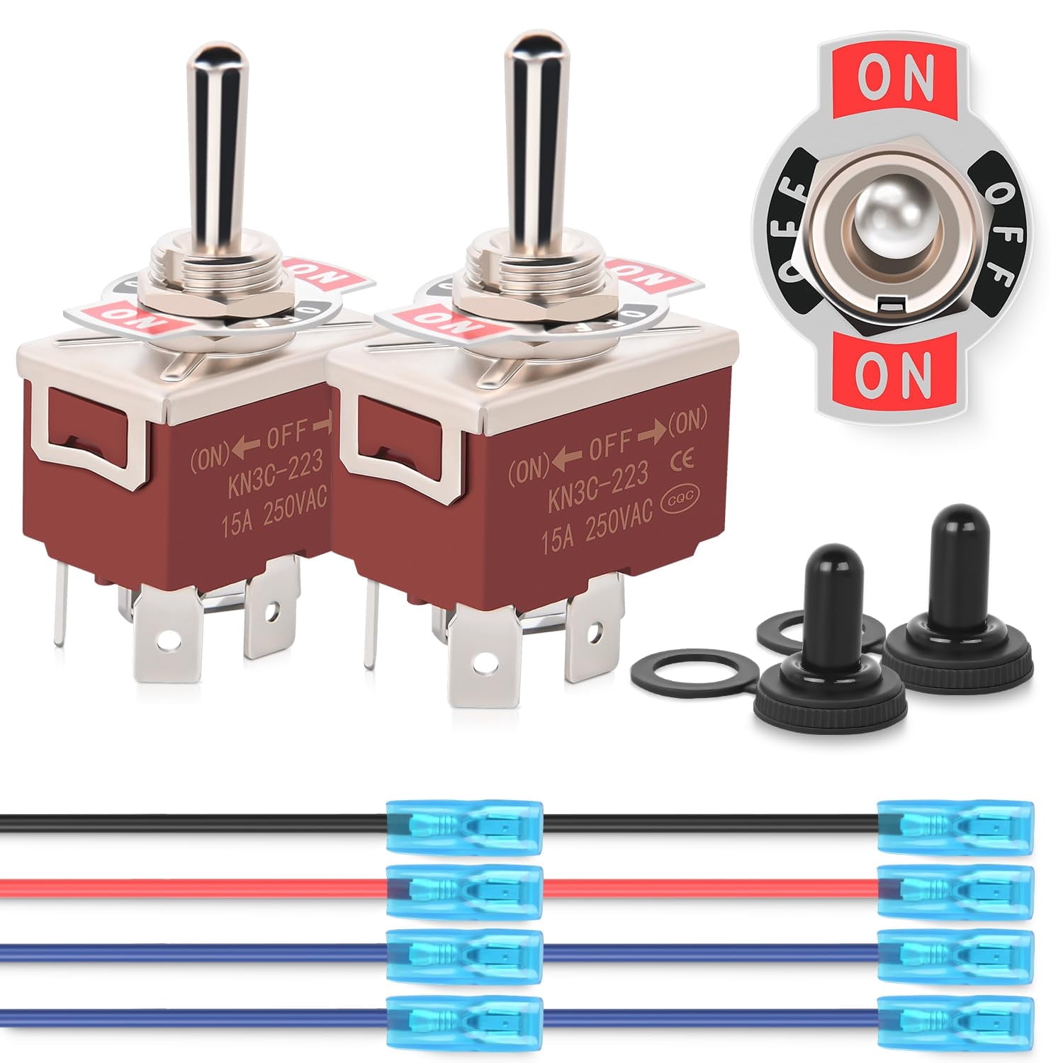 4Pin Reverse Polarity Toggle Switch 2PCS 12V Momentary Rocker Switches ...