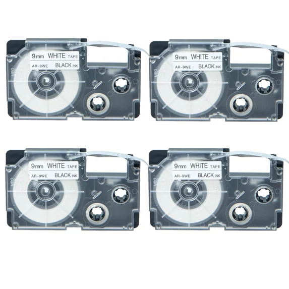 4Pk Black On White Tape Xr-9We Xr9We Cartridge For Casio Ez Label ...