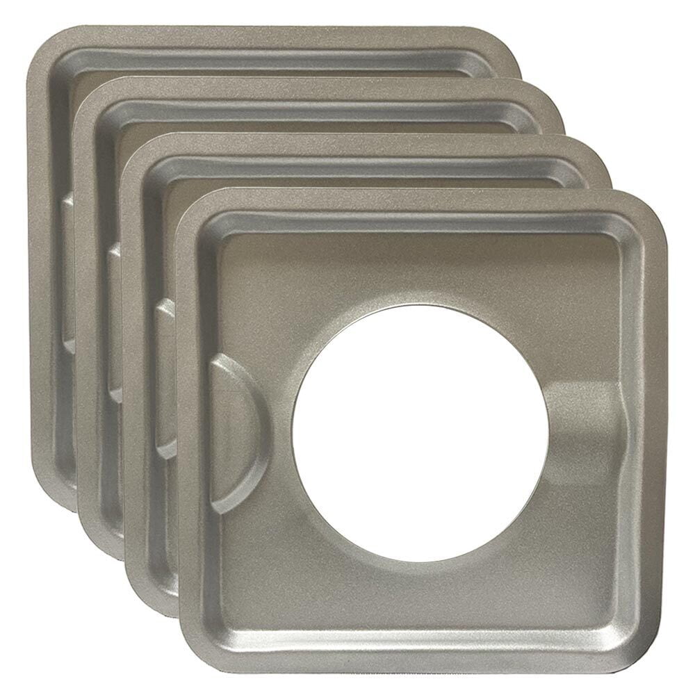 4Pk Heavy Duty Chrome Square Drip Pan 7.5" Reusable Gas Burner Bib ...