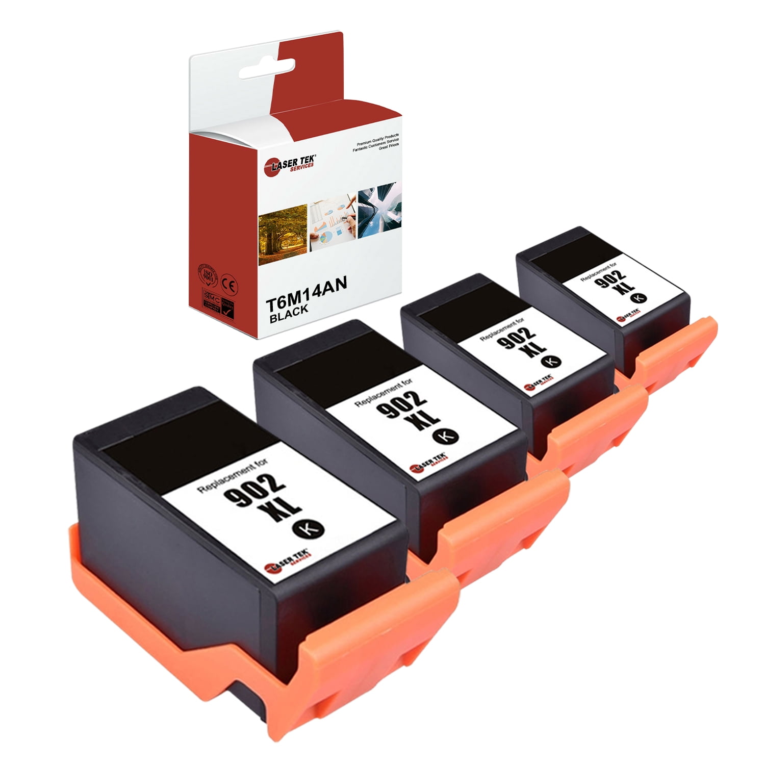 4Pk LTS 902XL T6M14AN Black HY Compatible for HP OfficeJet 6950 6954 ...