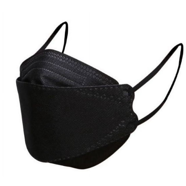 4Ply Black Disposable Face Mask - Scalloped Edges Foldable Masks - Pack ...