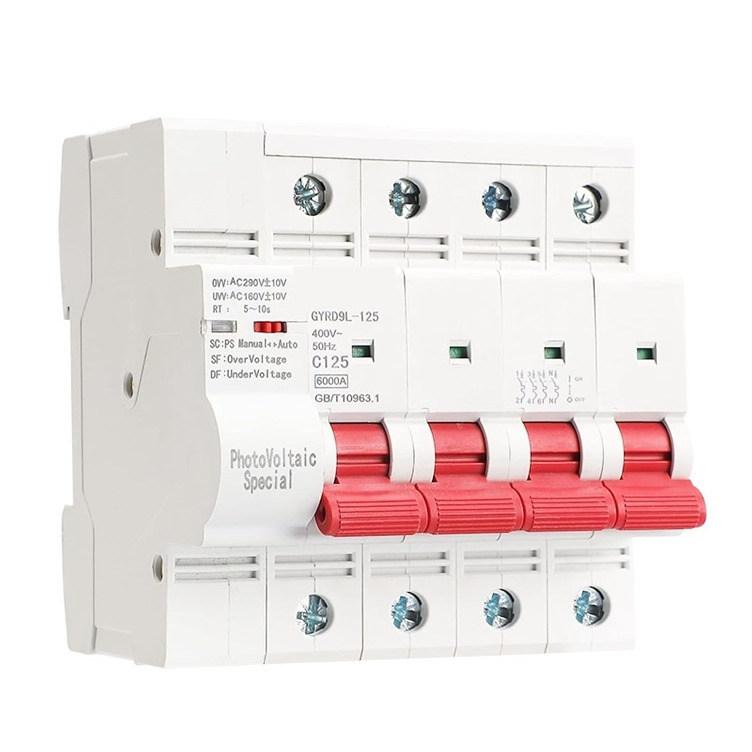 4Pole PV Auto Recloser Miniature Circuit Breaker 6KA Over Under Voltage ...
