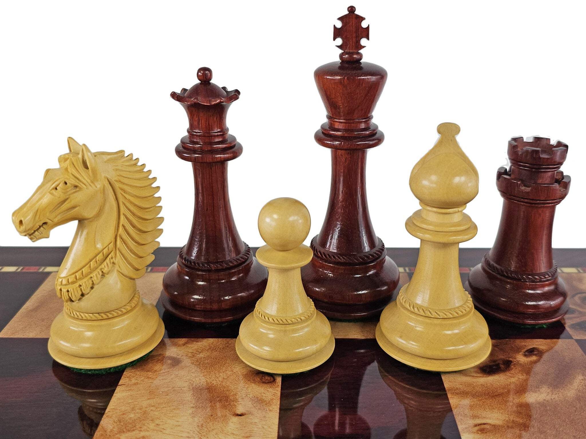 4Q 4 3/8" K Bellagio Large Staunton Luxury Blood Rosewood Chess Men Set ...