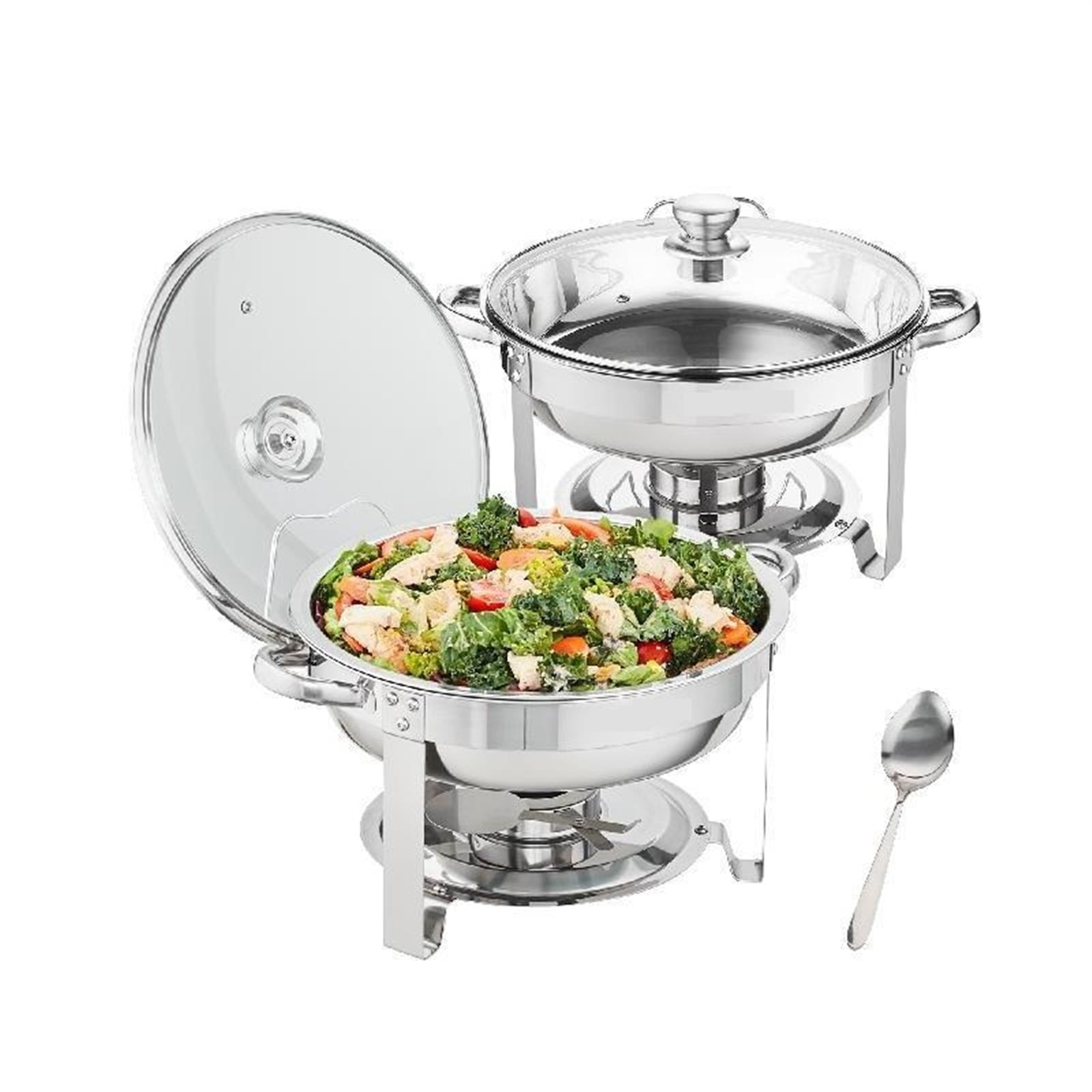4QT 2-Pack Round Chafing Dish Set Stainless Steel Buffet Chafer with ...