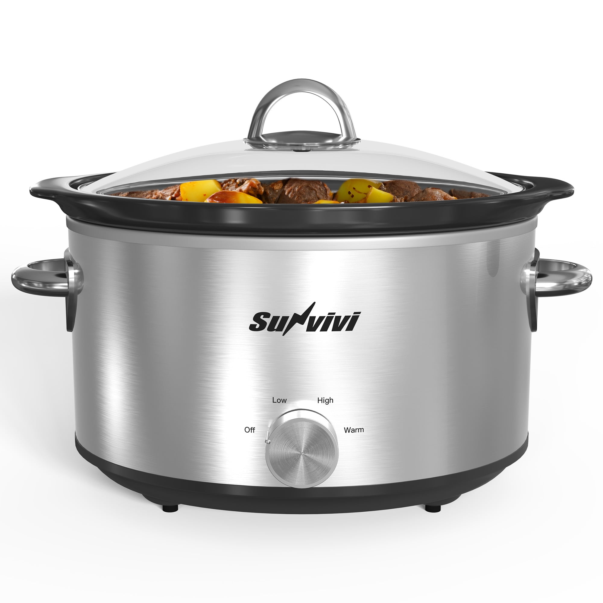Sunvivi 4QT Compact Slow Cooker & Food Warmer, 3 Temperature Settings ...