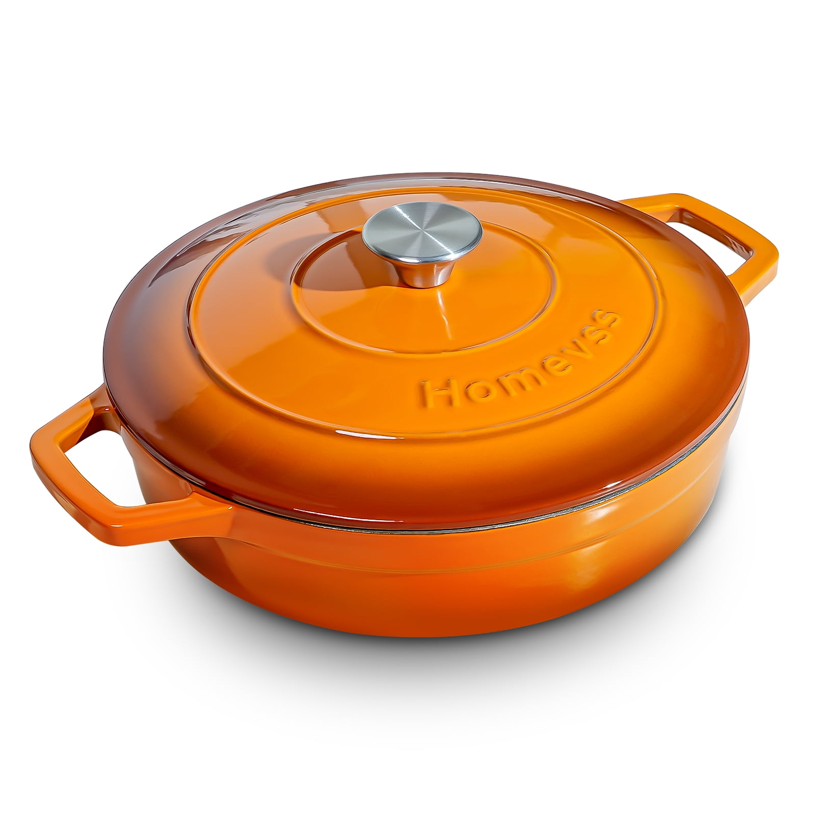 4QT Enameled Cast Iron Crow Pan 28cm Non-Stick Pan,Orange - Walmart.com