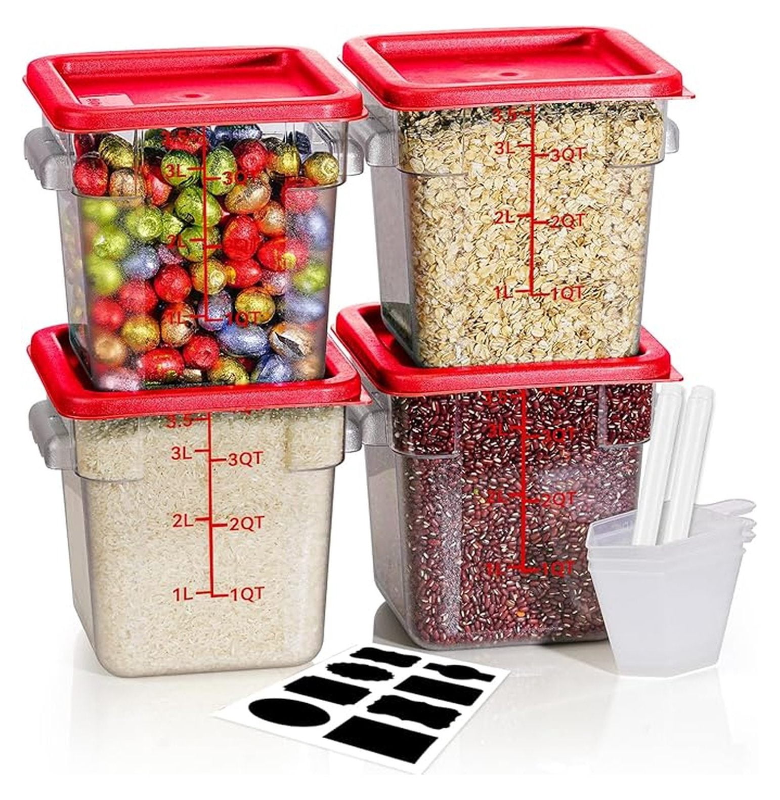 4QT Food Storage Containers 8 Pack, Clear Kitchen Containers with Lids ...