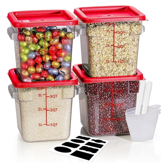4QT Food Storage Containers 8 Pack, Clear Kitchen Containers with Lids ...