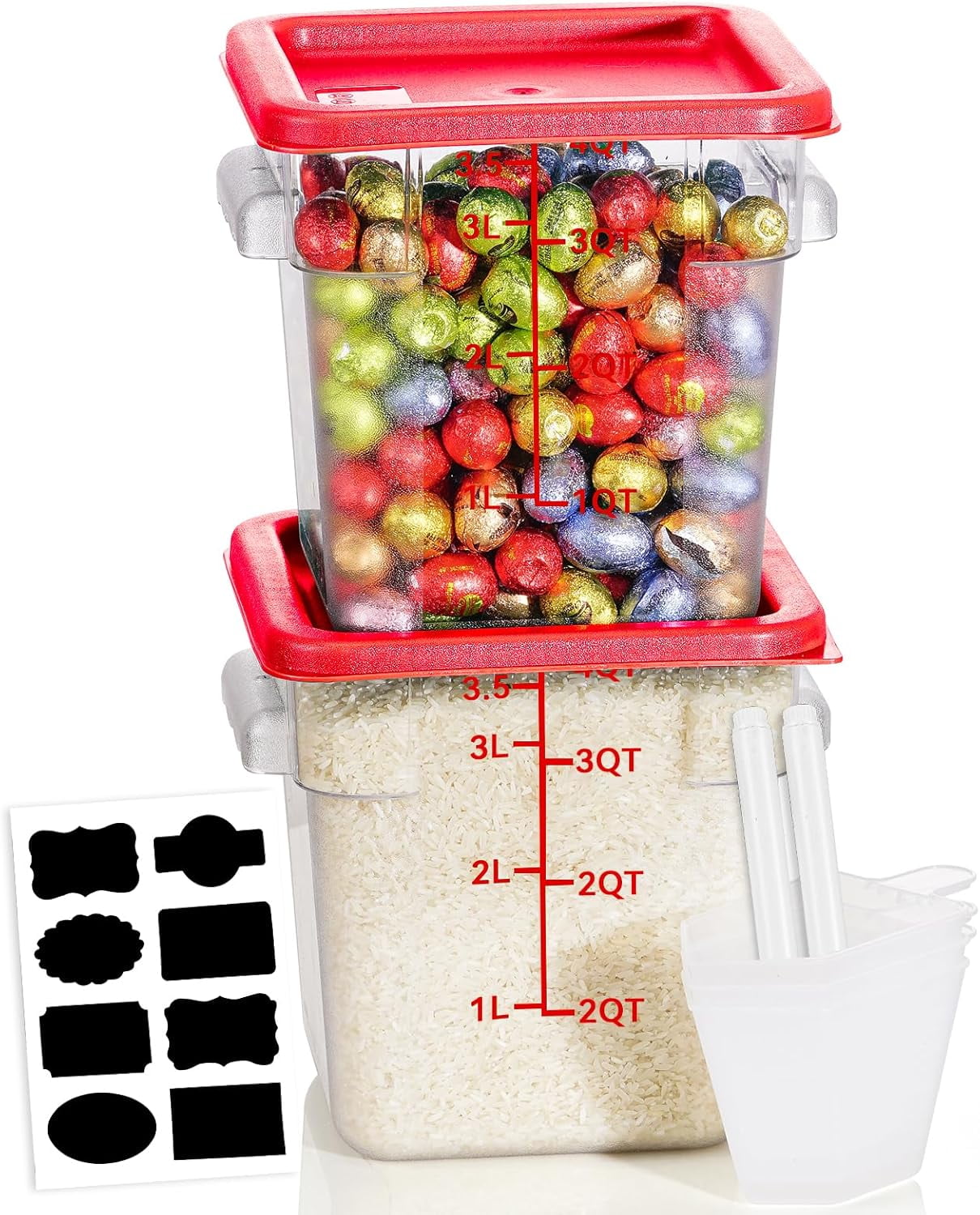 4QT NSF Food Storage Containers: 2 PCS [Food Grade][Hot&Cold Resistant ...