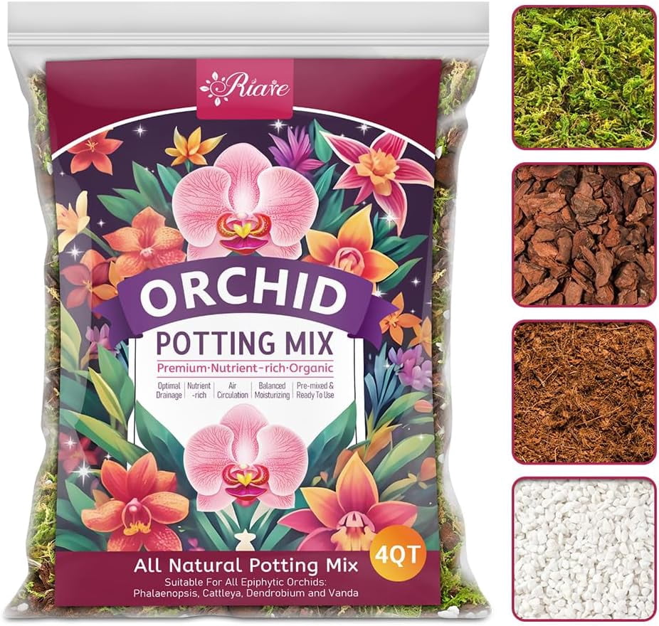 Riare 4QT Orchid Potting Mix for Repotting- Orchid Repotting Kit ...