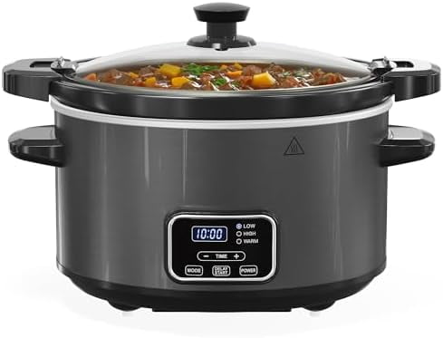 4QT Slow Cooker, Programmable Pot with Locking Lid, Removable Ceramic ...