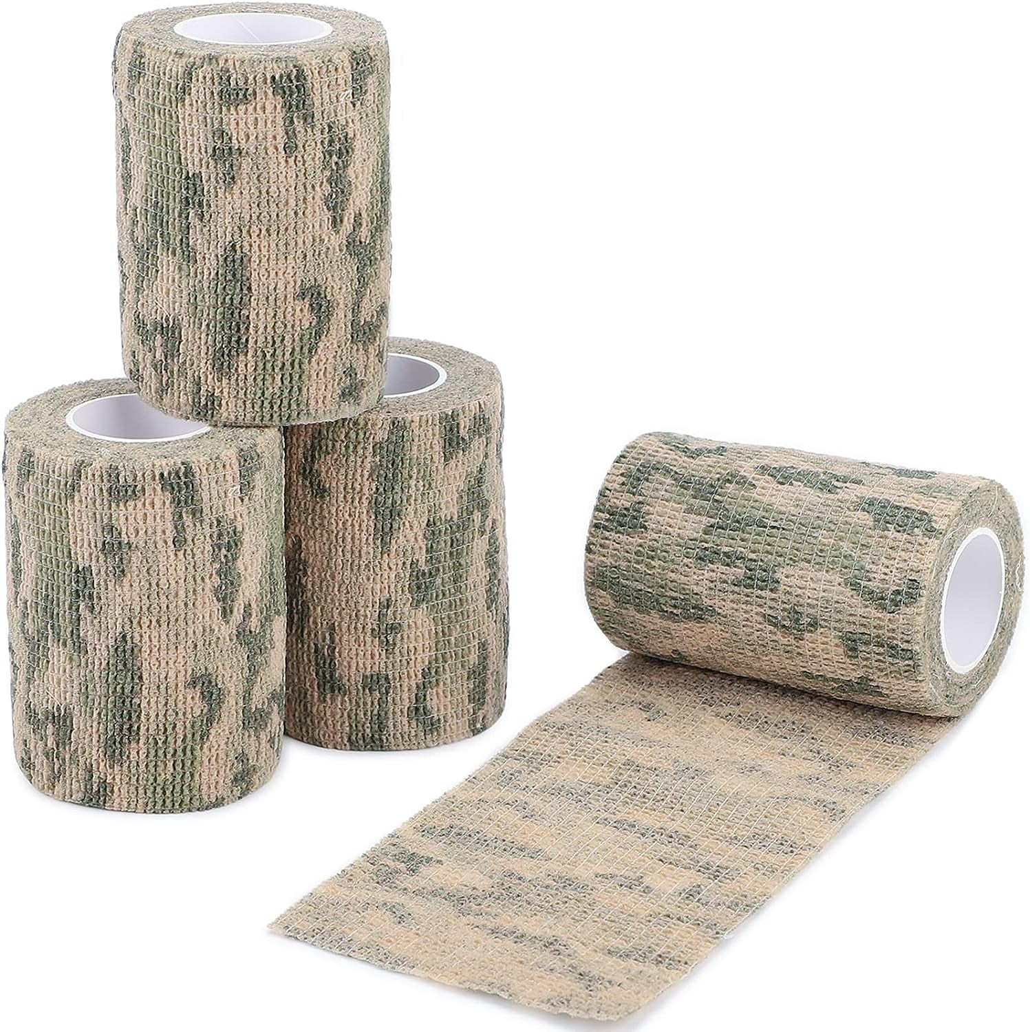 4Roll Camo Tape, Camouflage Self-Adhesive Wrap Bandage for Hunting ...
