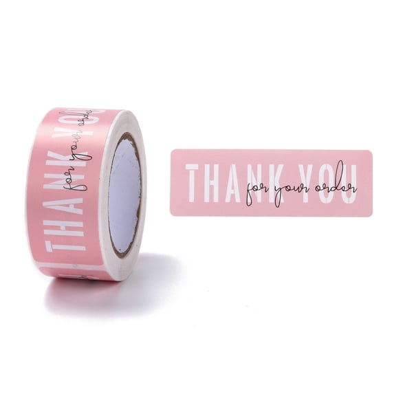 4Roll Pink Rectangle Paper Thank You Stickers Paw Print with Word Self ...