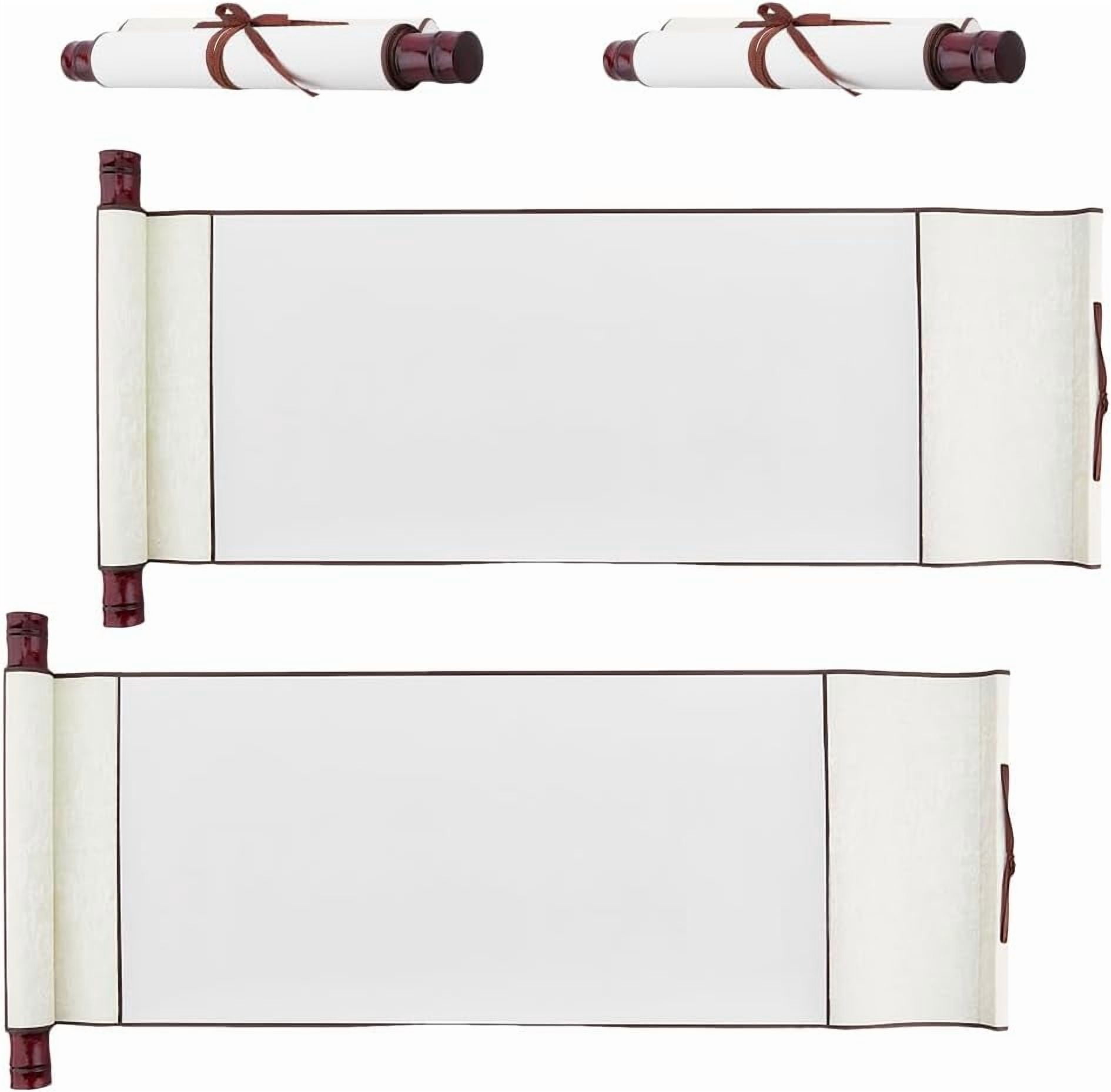 4Rolls Blank Paper Scrolls with Wood Rods Blank Painting Scroll Long ...