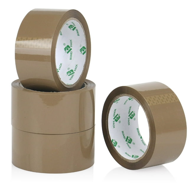 BOMEI PACK - 4 Rolls Brown Packaging Tape with Dispenser Start, 1 ...
