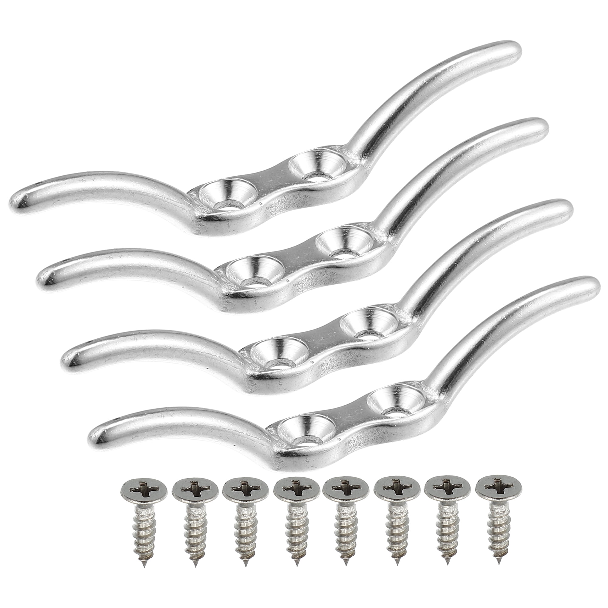 Unique Bargains 4Set 2-1/2 Inch Stainless Steel Flagpole Cleat Hook ...