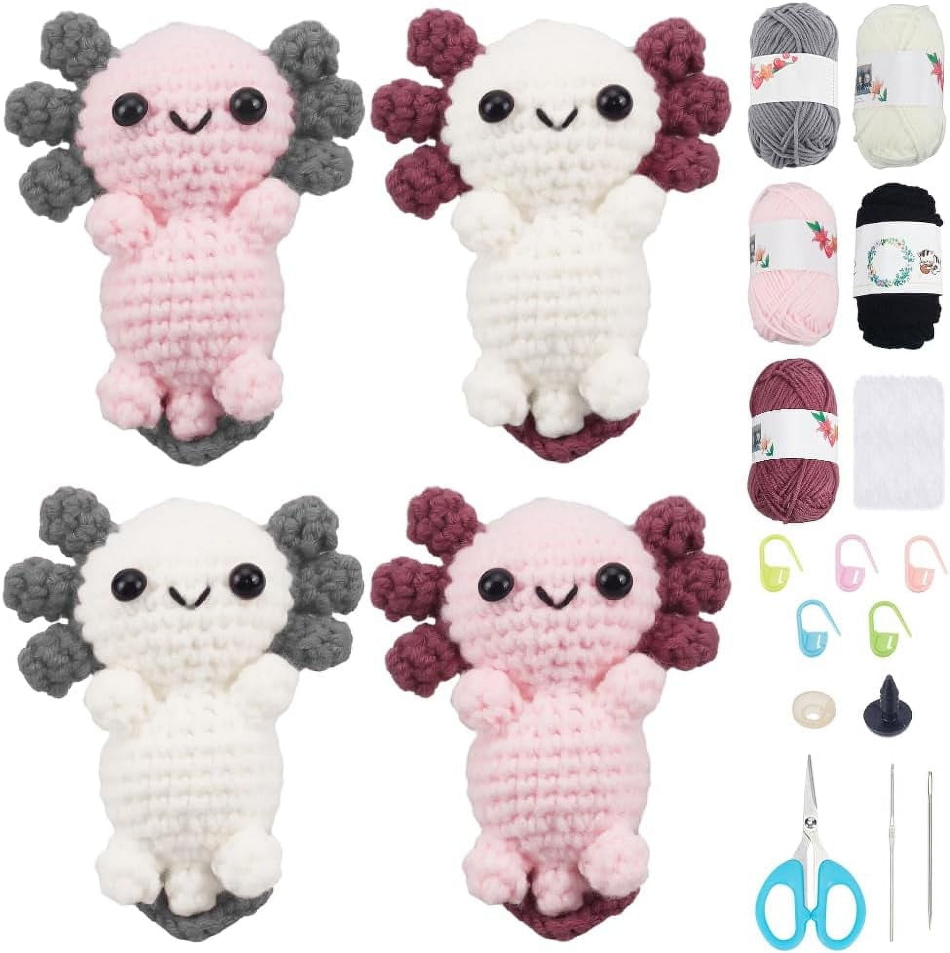 4Set Crochet Kit Crochet Axolotl Crochet Yarn and Hook Set Crochet ...