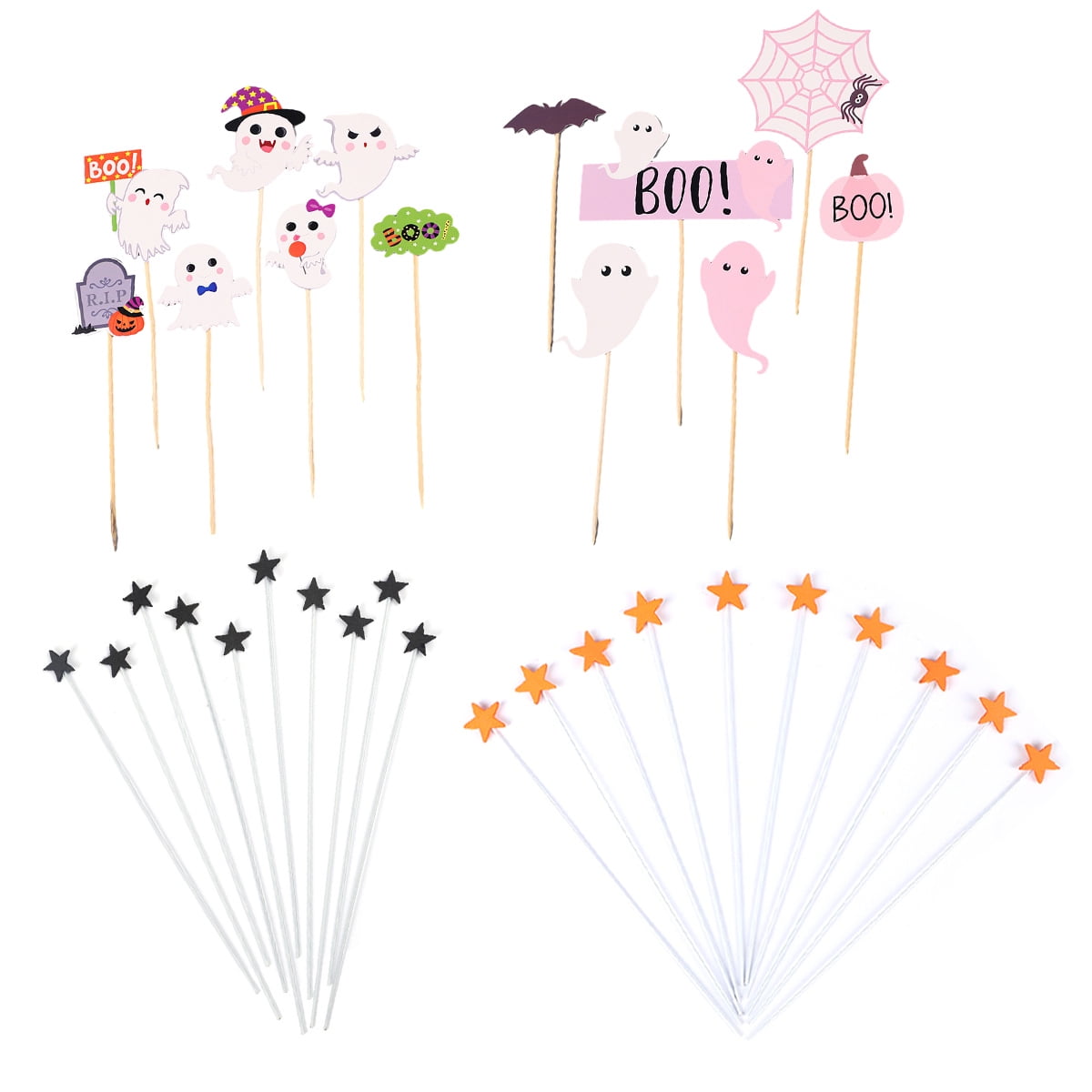 4Set Halloween Cake Topper Ghost Spider Web Star Cake Pick for ...