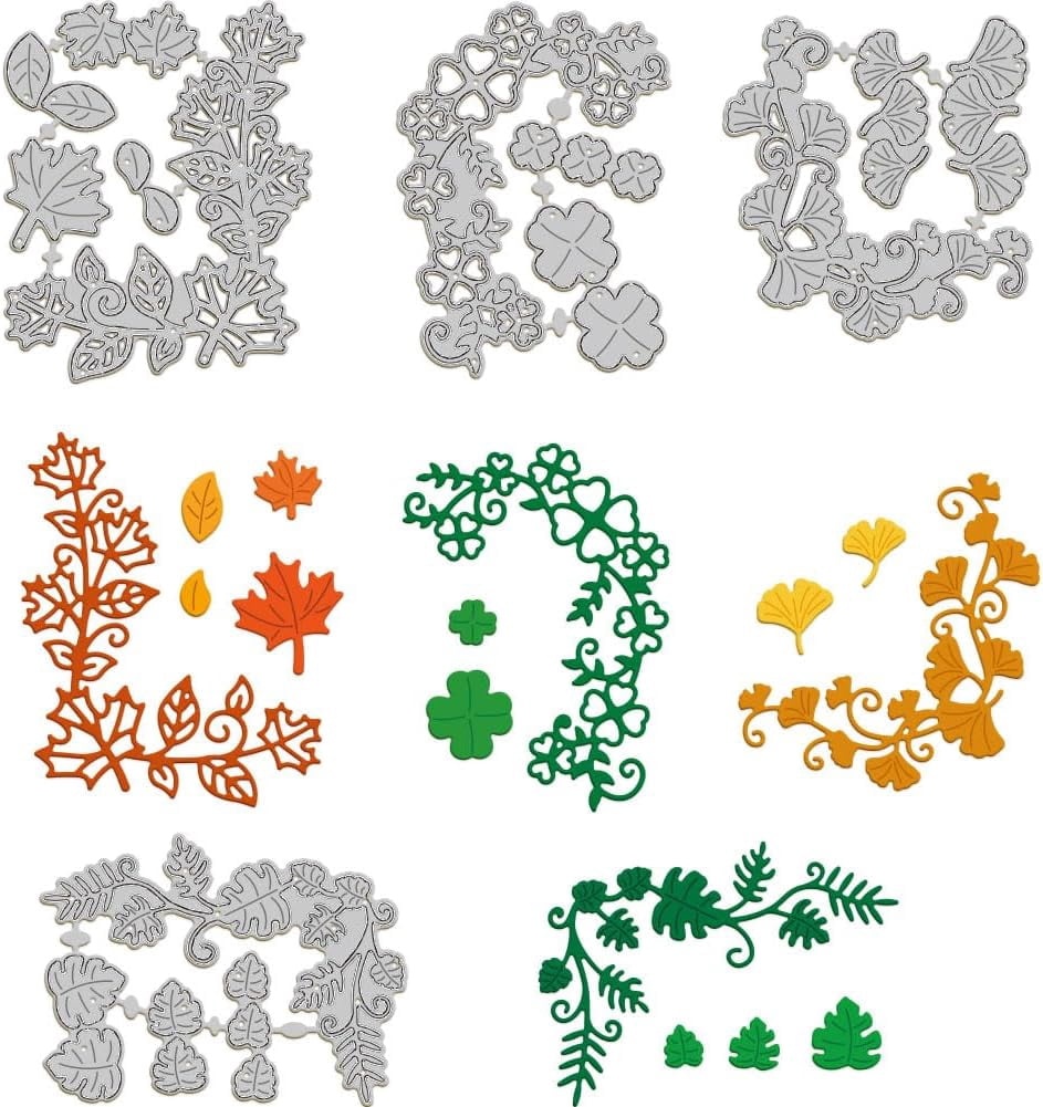 4Set Leaf Corners Cutting Dies for Card Making Clover Ginkgo Maple Leaf ...