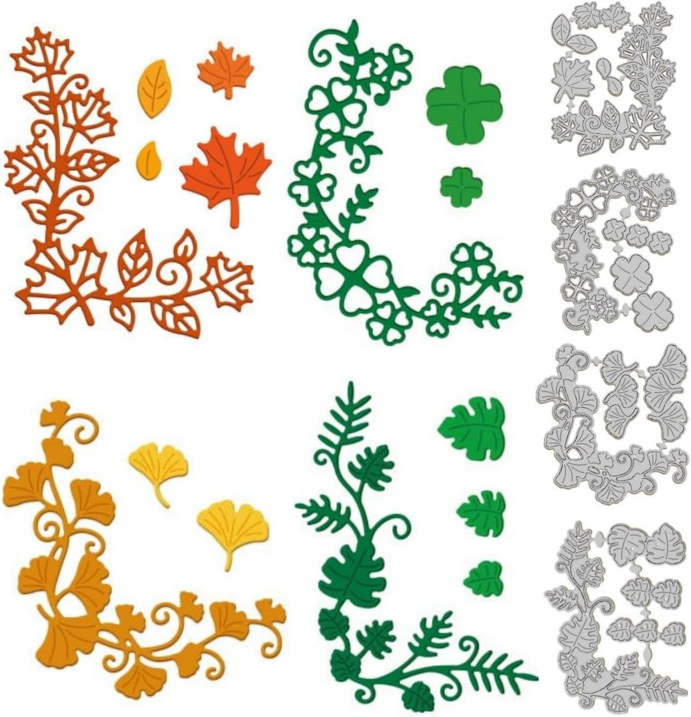 4Set Leaf Corners Cutting Dies for DIY Card Making Clover Ginkgo Maple ...