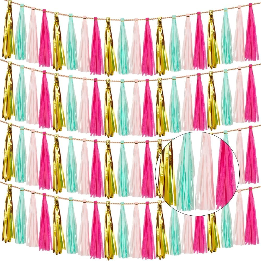 4Set Tassels Garland Fringe Banner Shiny Tassel Garland Tissue Paper ...