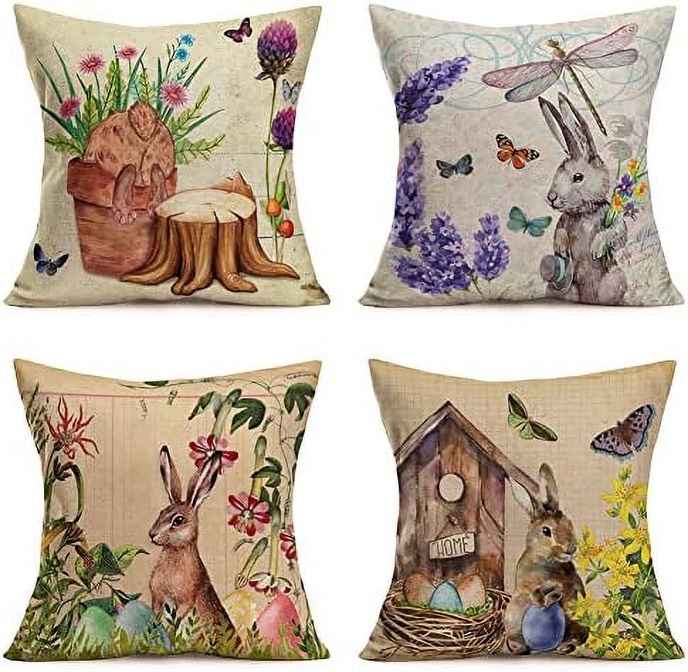 4Set Watercolor Birds Throw Pillow Covers Vintage Cute Robin ...