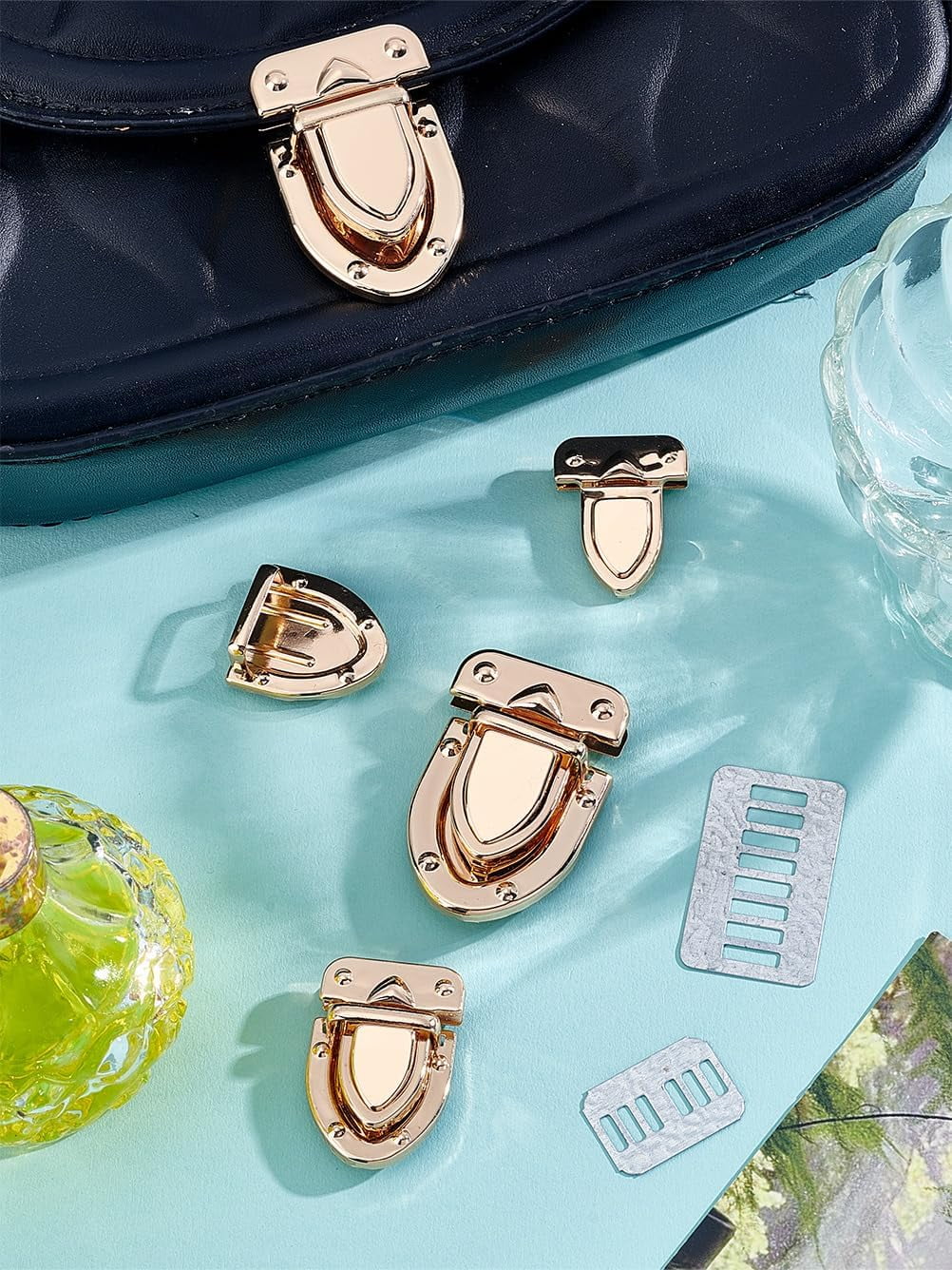 4Sets 2 Colors Iron Bag Tuck Clasps Handbag Thumb Locks with Spacer ...