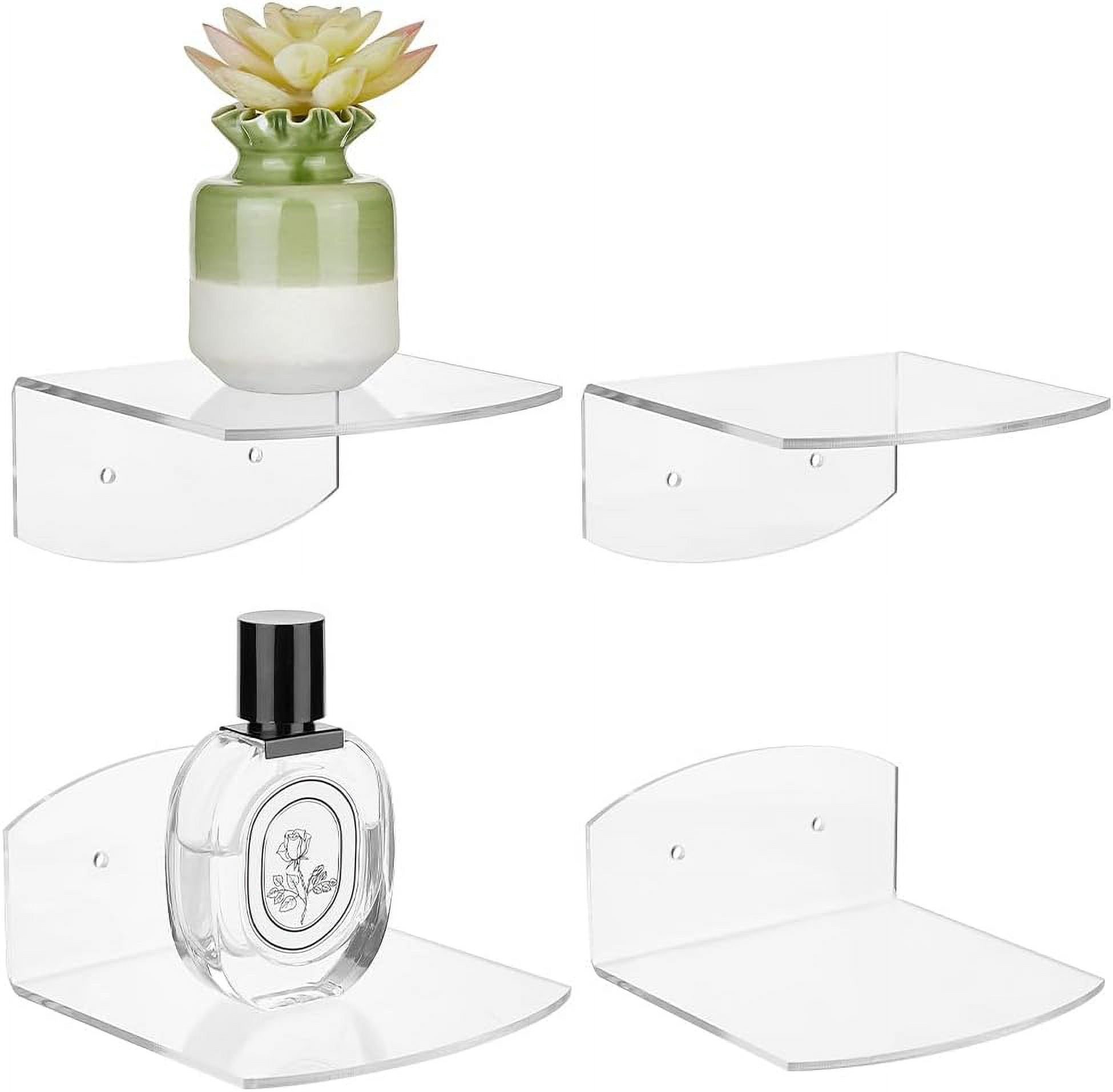 4Sets Acrylic Floating Shelves 4.4" Square Clear Acrylic Wall Mounted ...