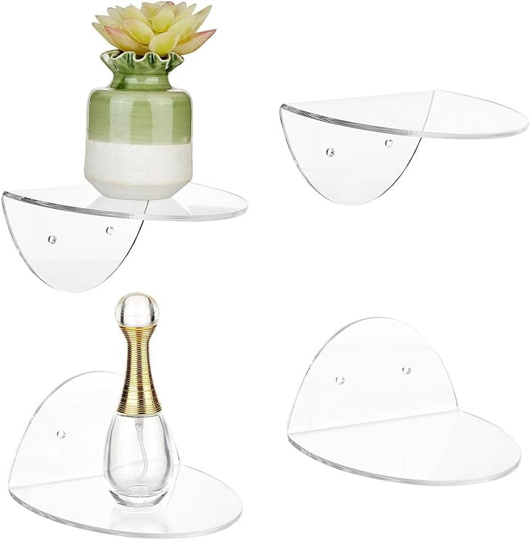 4Sets Acrylic Floating Shelves 4.4inch Flat Round Clear Acrylic Wall ...