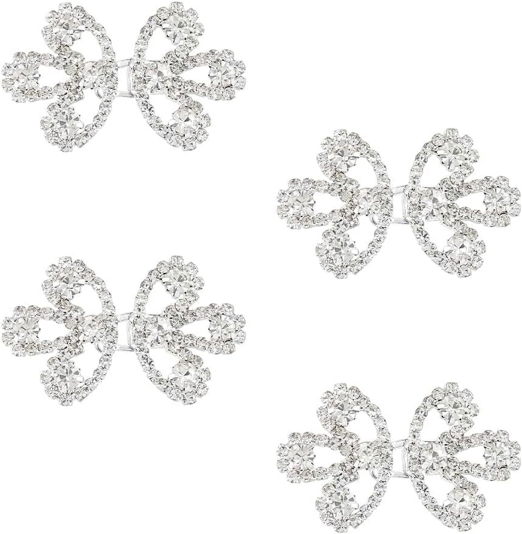 4Sets Jeans Waist Tightener Cloak Clasp Fasteners Rhinestone Flower ...