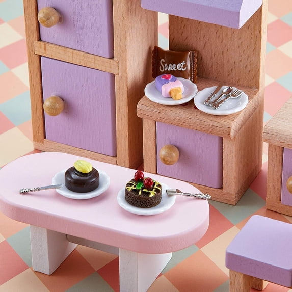 4Sets Kitchen & Dining Theme Miniature Dish Set – 1:12 Scale Plates ...