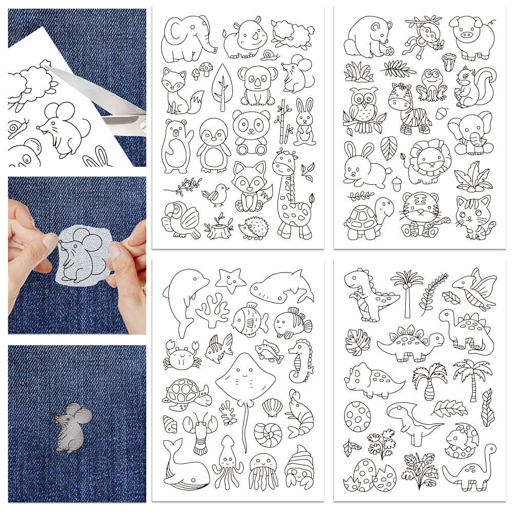 4Sheets 11.6x8.2 Inch Stick and Stitch Embroidery Patterns Non-woven ...