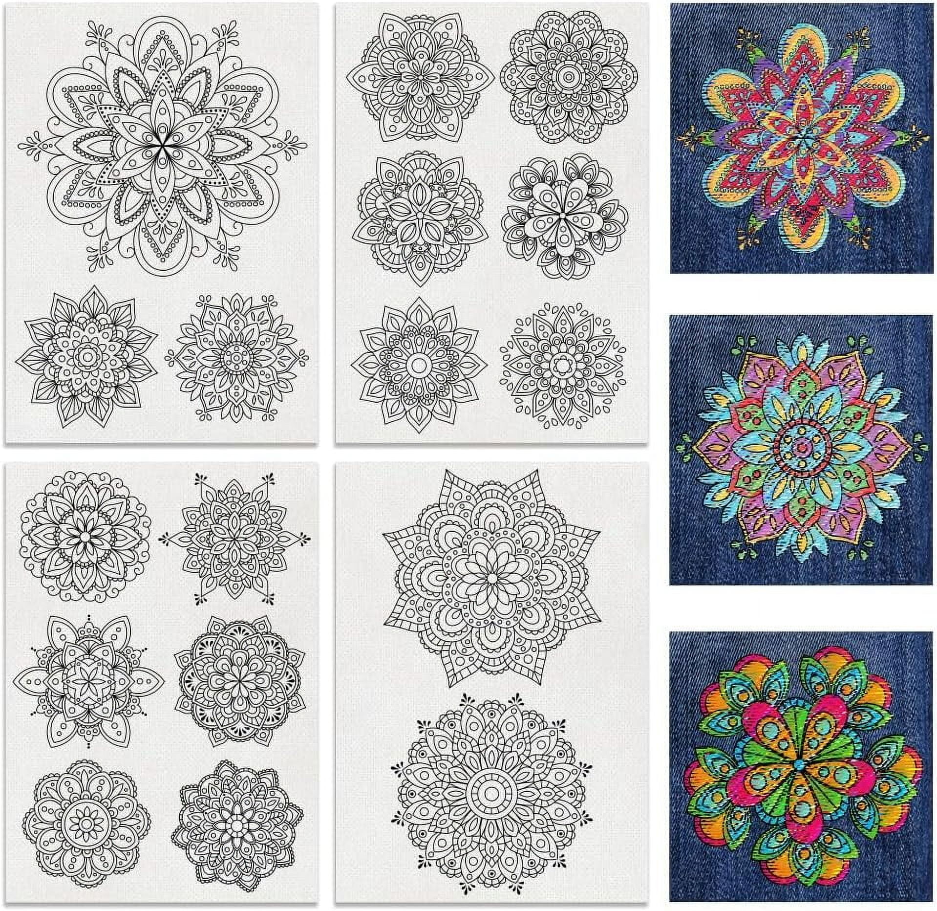 4Sheets 17Pcs Mandela Flower Pattern Water Soluble Embroidery Auxiliary ...