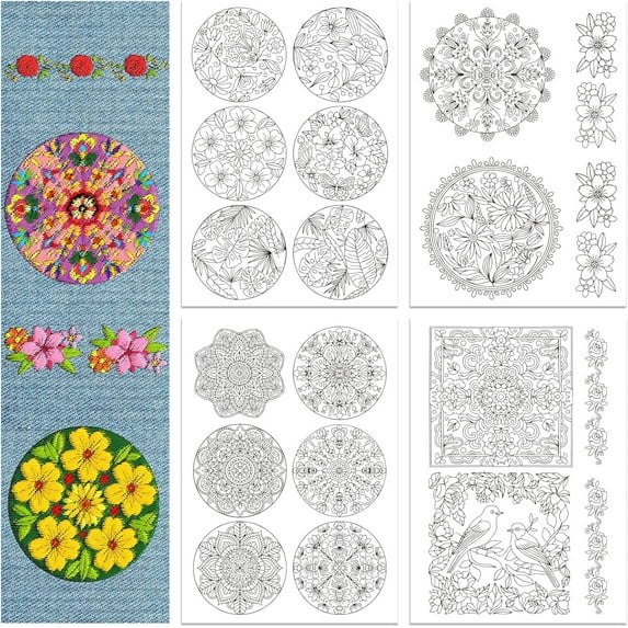 4Sheets 20Pcs Flower Coasters Water Soluble Embroidery Stabilizer Table ...