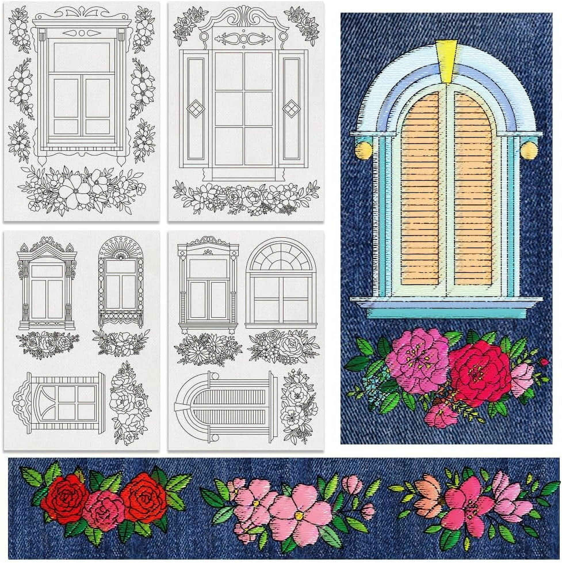 4Sheets 24Pcs Flower Window Water Soluble Embroidery 11.7x8.3inch ...