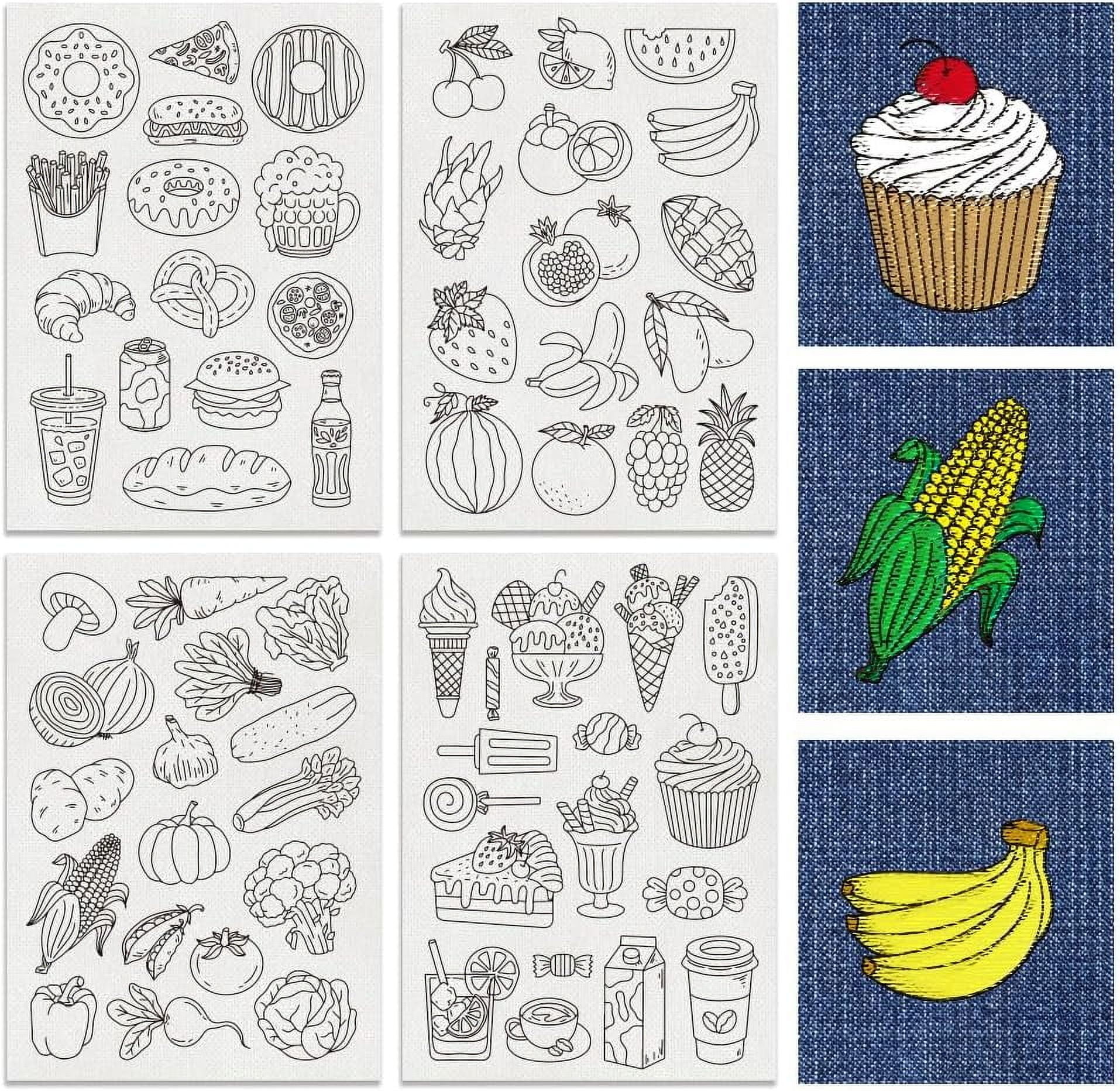 4Sheets 64Pcs Water Soluble Embroidery 11.7x8.3inch Food Pattern ...