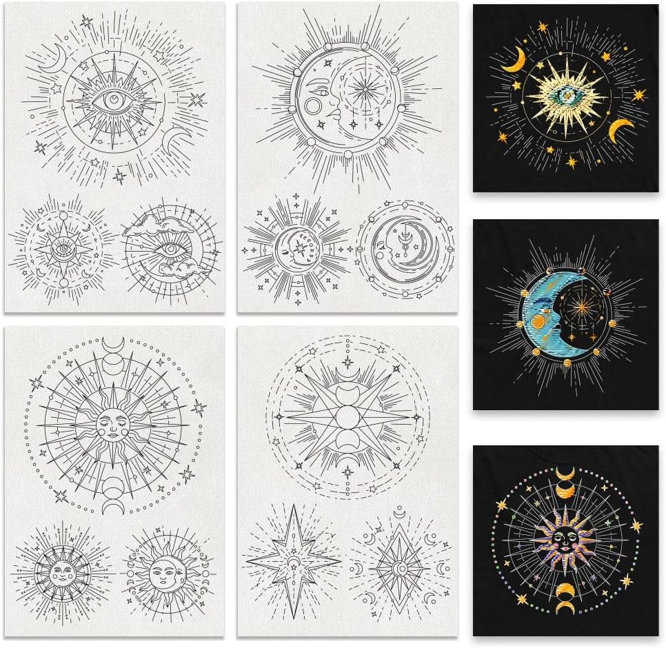 4Sheets A4 Water Soluble Stabilizers Eyes Sun Star Moon Combo ...