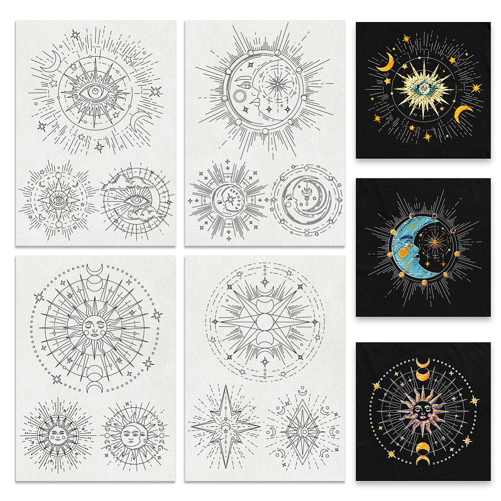 4Sheets A4 Water Soluble Stabilizers Eyes Sun Star Moon Combo ...