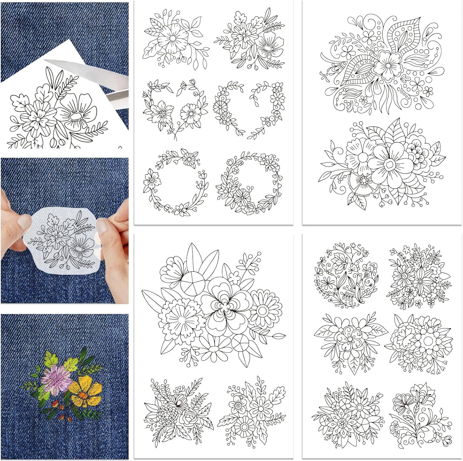 4Sheets Art Flowers Water Soluble Stabilizer Hand Sewing Stabilizers ...