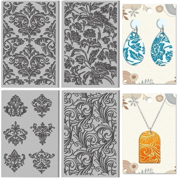 4Sheets Artistic Pattern Polymer Clay Texture Sheet Geometric Retro ...