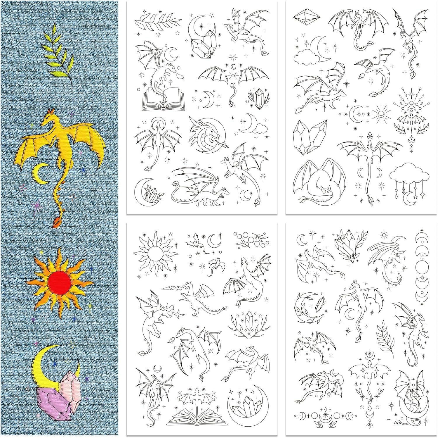 4Sheets Dragon Water Soluble Embroidery Stabilizer Stars Hand Sewing ...