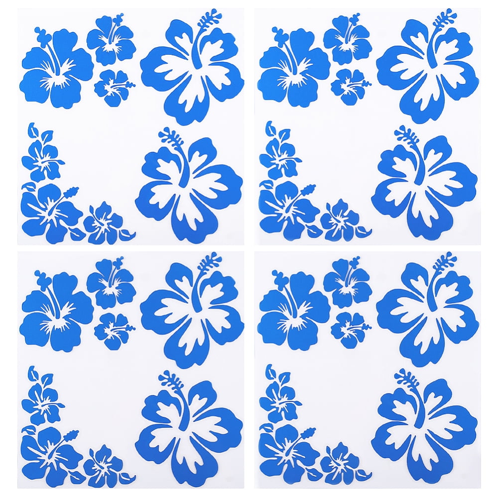 4Sheets Hibiscus Flower Car Sticker Hawaiian Stickers and Decals Blue ...
