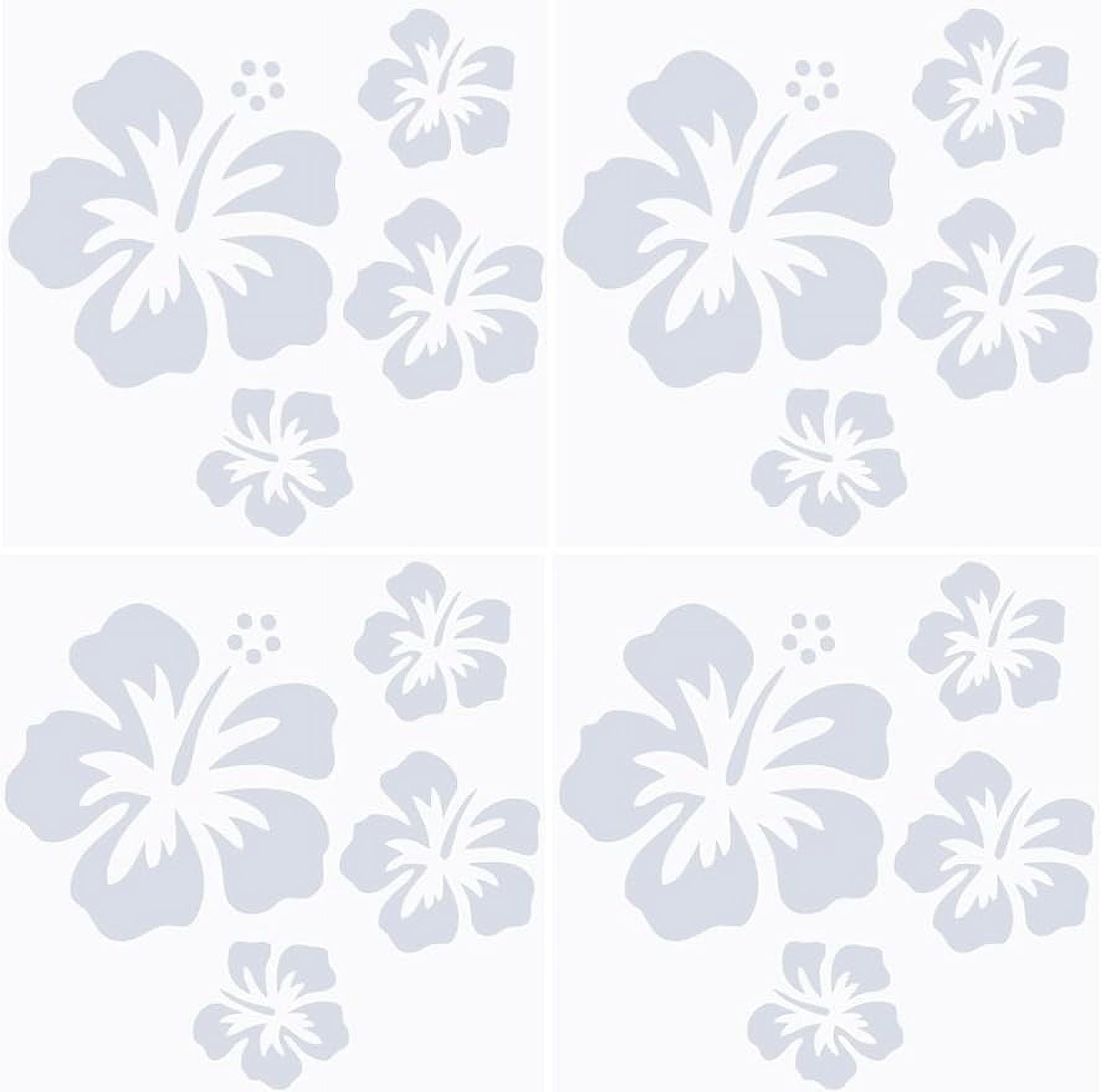 4Sheets Hibiscus Flower Car Sticker White Hawaiian Stickers and Decals ...