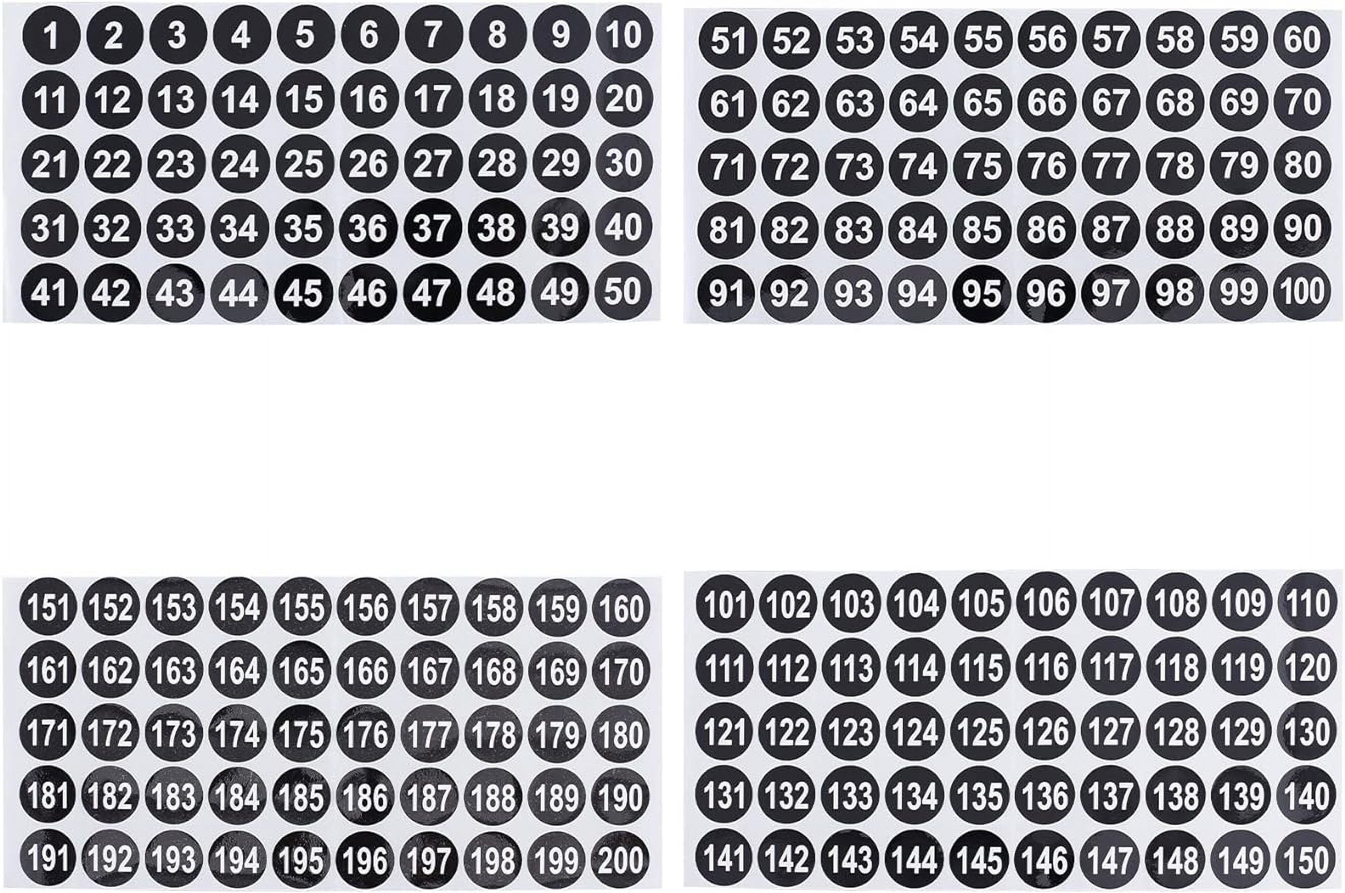 4Sheets Number Labels Circle Dot Decals Small Self-Adhesive Number ...