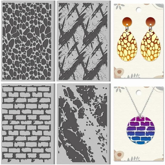 4Sheets Wall Texture Pattern Polymer Clay Texture Sheet Brick ...