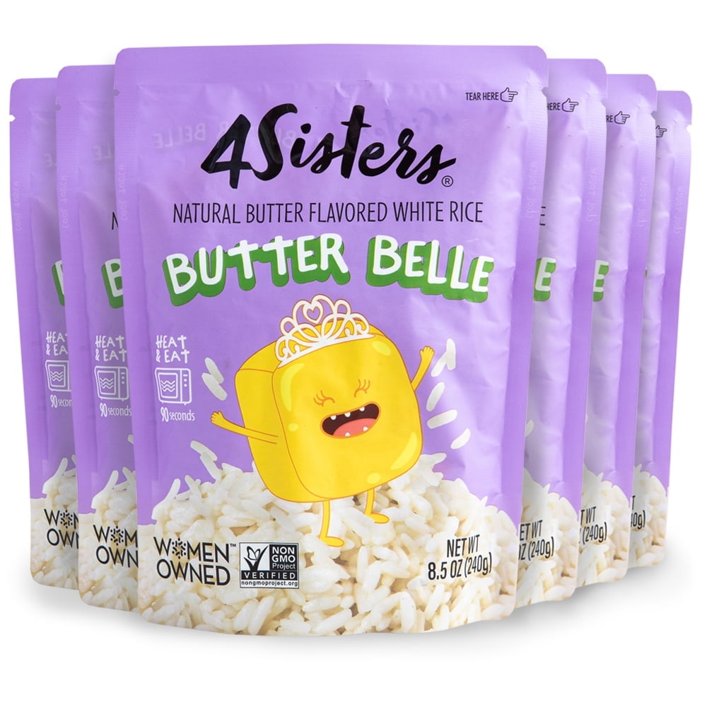 4Sisters Butter Belle Rice, 90 Second Ready to Eat, 8.5 oz Pouch (Pack ...
