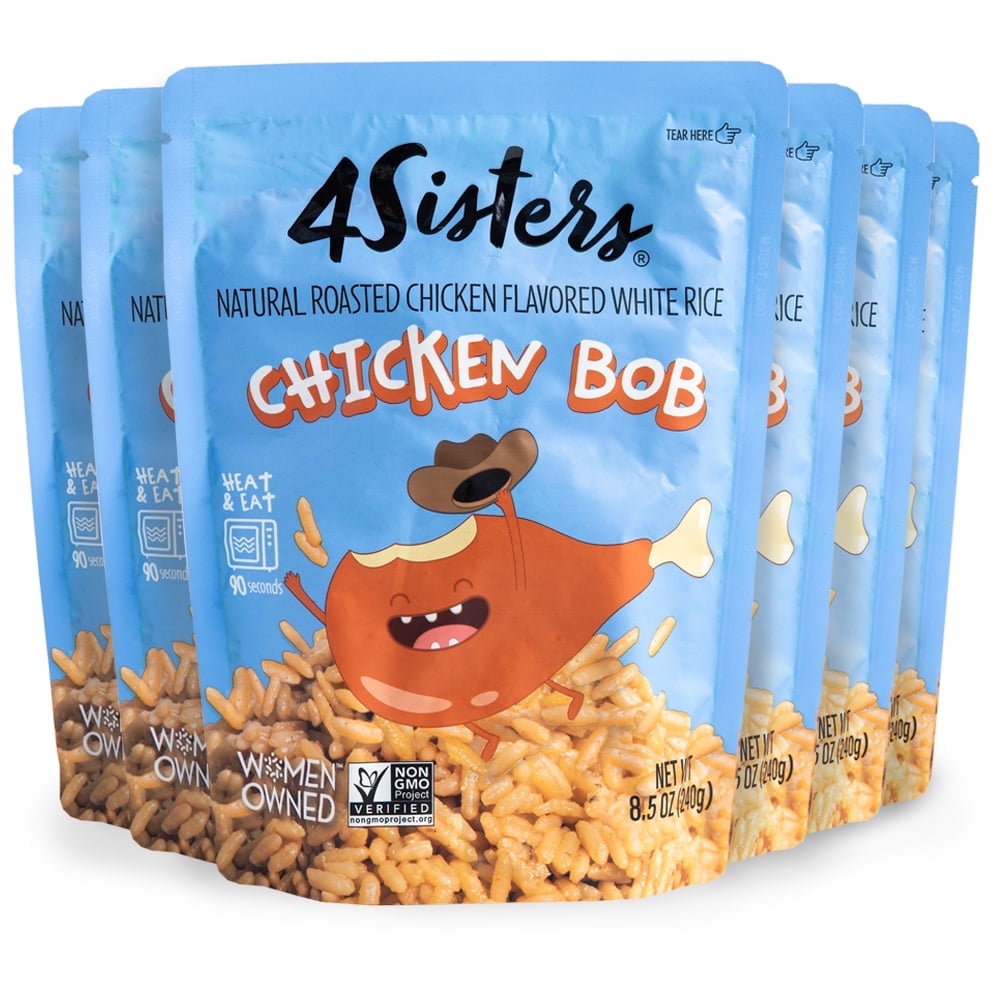 4Sisters Chicken Bob Rice, 90 Second Ready to Eat, 8.5 oz Pouch (Pack ...