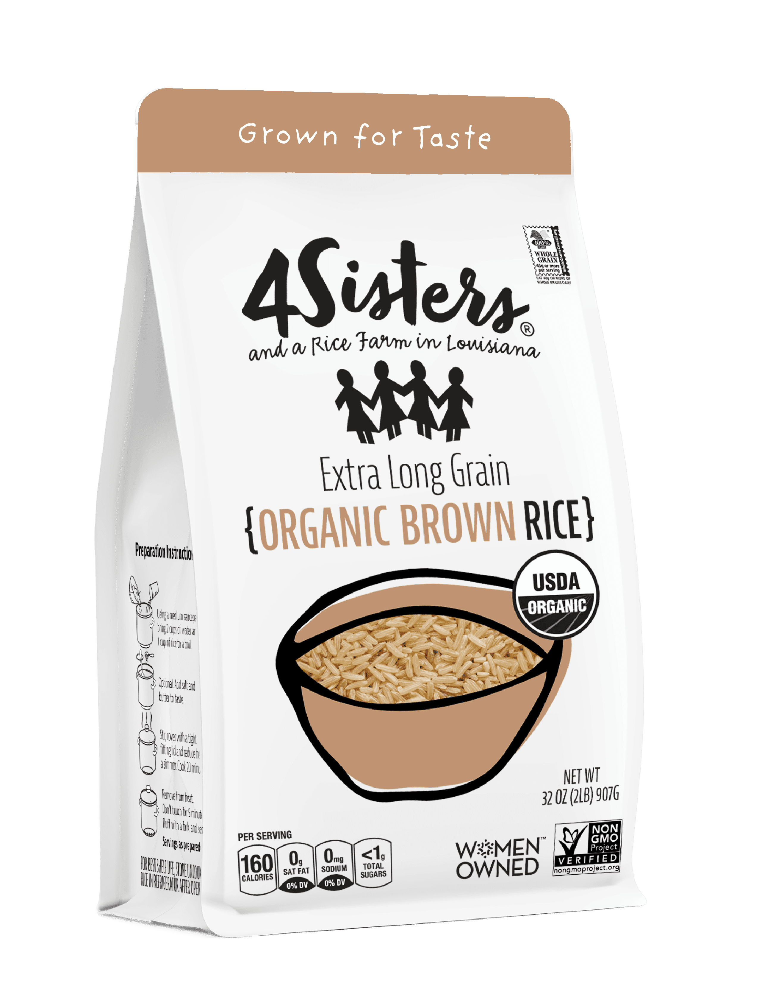 4Sisters Organic Long Grain Brown Rice, 32oz - Walmart.com